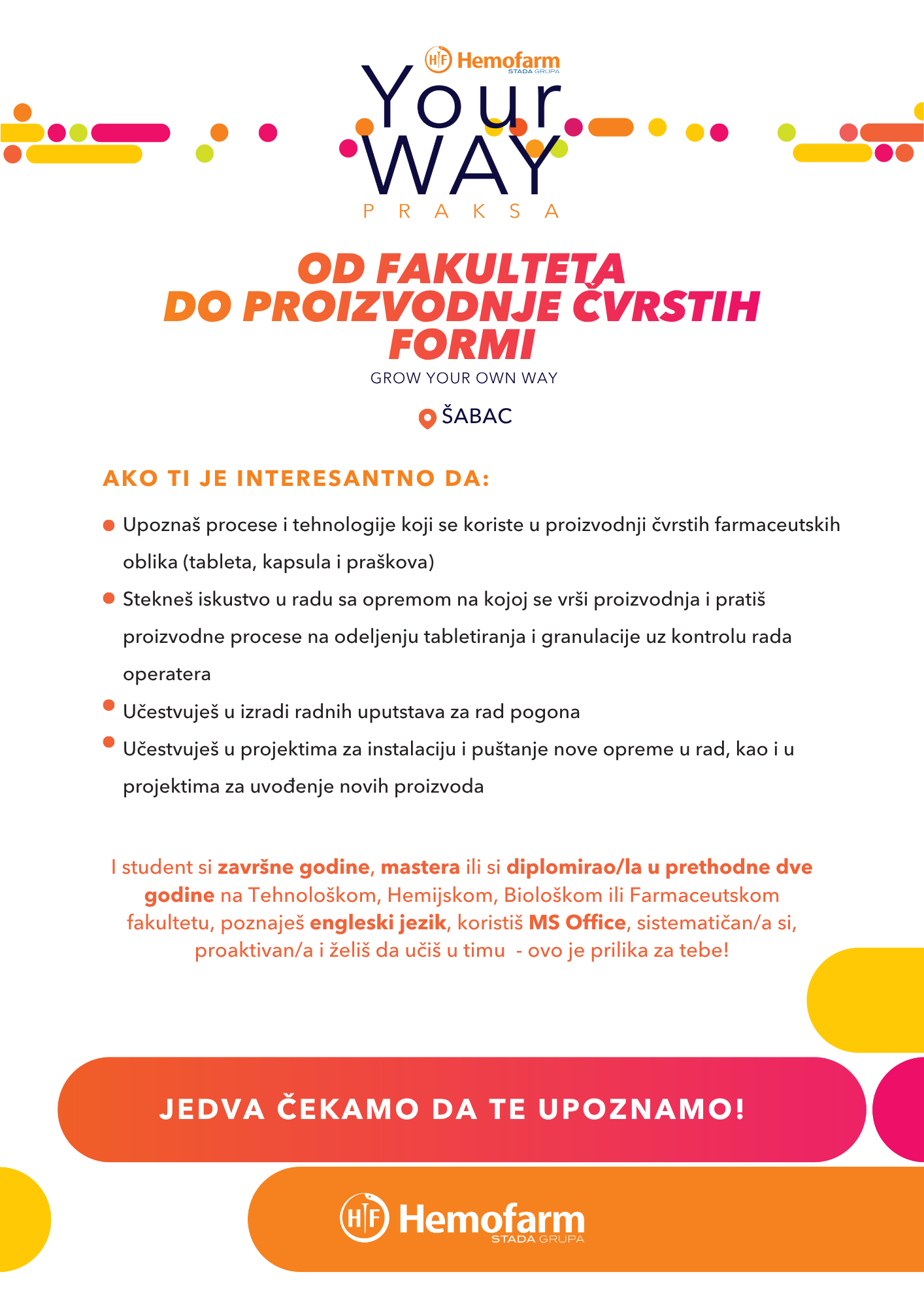 Hemofarm - Karijera - Program prakse - Your way